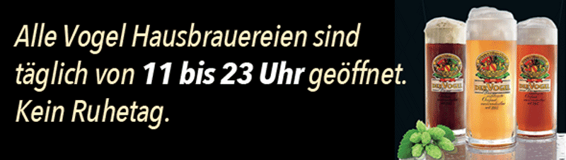 Vogels hausgebraute, unfiltrierte Biere, badische Küche, Biergarten