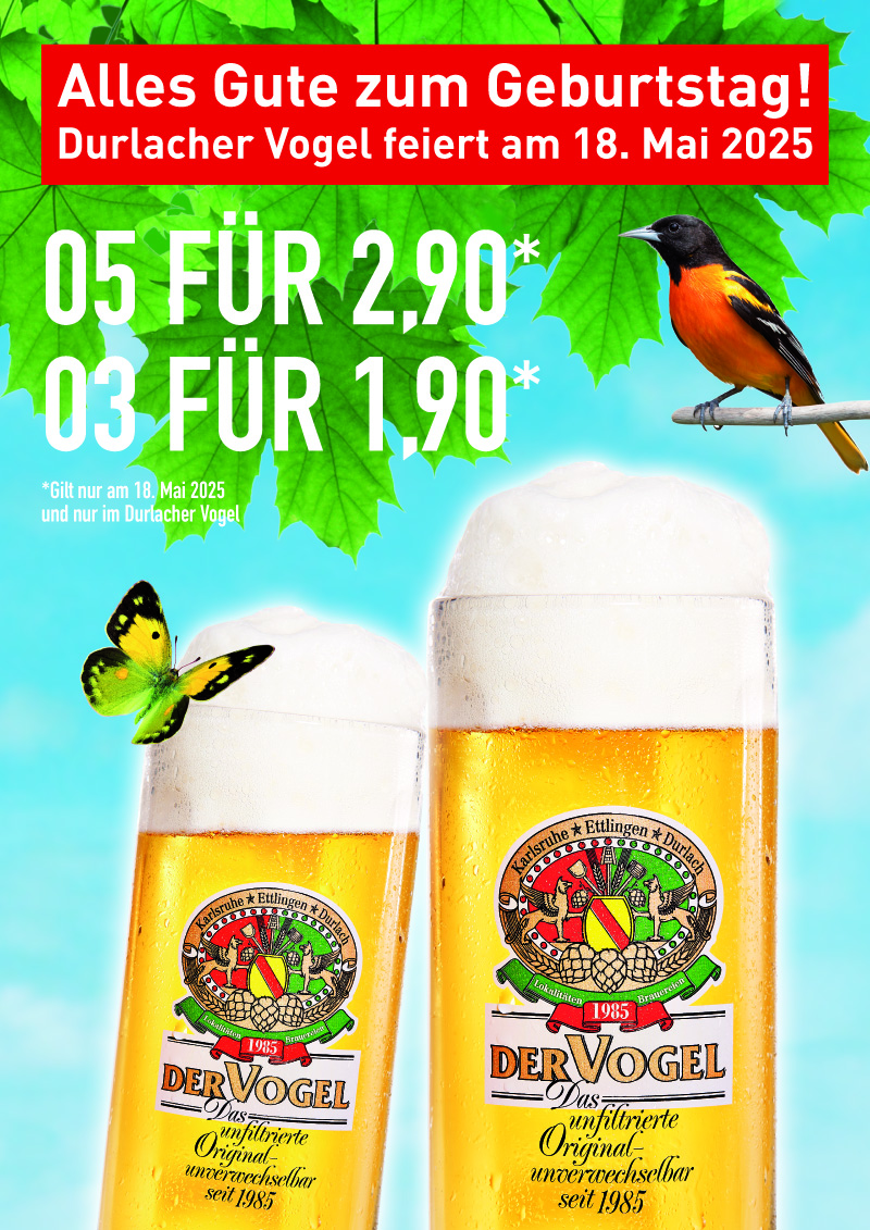 So 18.05.: Vogel-Halbe für nur 2,90 Є, Vogel-03 für 1,90 Є!